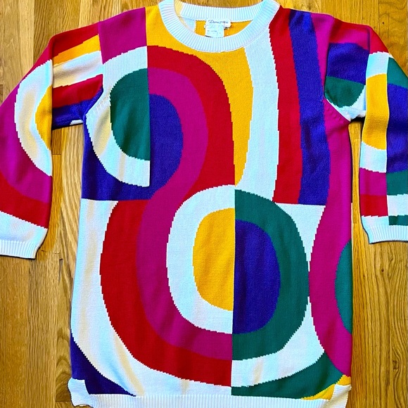 Doma Tella | Sweaters | Vintage 9s Color Block Geometric Bold Bright ...